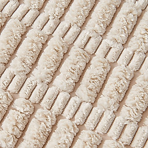 Junfawn Set of 4 Decorative Throw Pillow Covers 18 x 18 for Couch Sofa Bed, Soft Boho Striped Corduroy Cushion Cases for Living Room Decor, Cream White