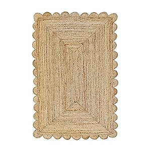 Gautam International Scalloped Natural Jute Area Rug, Natural Color (2'X3')