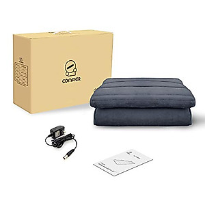 COMFIER Full Body Massage Mat with Heat, Chair Pad with 10 Vibration Motors & 2 Therapy Heating pad with auto Shut Off,Heated Massage Mattress Pad for Back,Gray