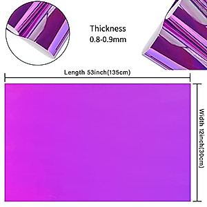 HYANG Holographic Iridescent Mirror Laser PU Faux Leather Sheets 1 Roll 12"X53"(30cmX135cm), Faux Leather Very Suitable for Crafts Making Leather Earrings, Bows, Handbag ，Sewing (Purple)