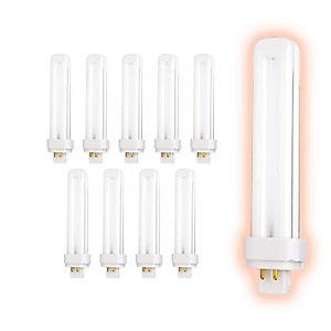 GoodBulb 26 Watt CFL Light Bulbs | 4 Pin G24Q-3 Base 5000K Daylight | 26W High Output 1800 Lumens | Double Tube Compact Fluorescent Light Bulbs Plug-in | 10 Pack
