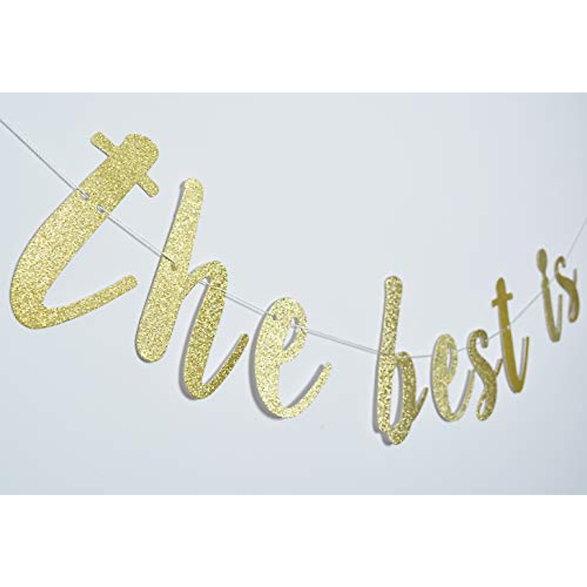 The Best is Yet to Come Banner for Bridal Shower, Engagement, Wedding, Pregnancy Announcement, Graduation Party Decorations Pre-assembled Home Garland Hanging Sign(Gold Glitter)
