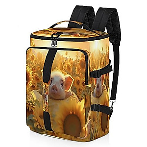Animal Cute Pig in Sunflowers（04） Gym Duffle Bag for Traveling Sports Tote Gym Bag with Shoes Compartment Water-resistant Workout Bag Weekender Bag Backpack for Men Women