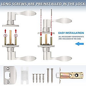 Mengico 2 Pack Door Lever Interior,Satin Nickel Door Handle Interior,Passage Door Handle Hallway Closet Door Lever,Reversible Drop Lever Handles