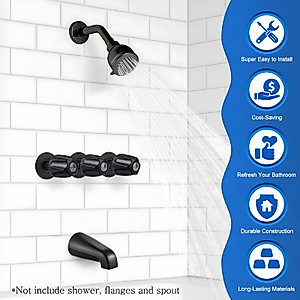 Dreyoo 3 Piece Shower Knob Replacement Compatible with Price/Pfister Verve Tub Shower, Bathtub Faucet Handle Remodel Trim Kit Include 1 Hot 1 Cold 1 Diverter and 3 Screws(Matte Black)