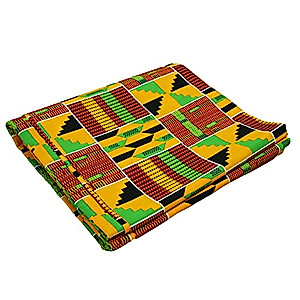 YLT Wax African Fabric Cloth 100% Cotton Ankara Wax Print Fabric 6 Yards Ankara Fabric One Piece Cloth for Party Dress