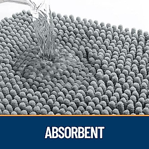 OLANLY Dog Door Mat for Muddy Paws 30x20, Absorbs Moisture and Dirt, Absorbent Non-Slip Washable Mat, Quick Dry Chenille, Mud Mat for Dogs, Entry Indoor Door Mat for Inside Floor, Grey