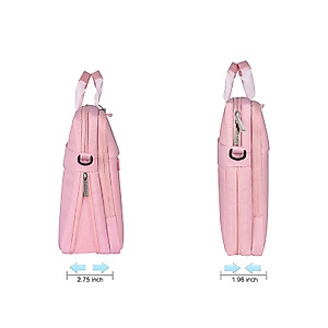 MOSISO Laptop Shoulder Bag Compatible with MacBook Pro 16 2023-2019 M2 A2780 M1 A2485 A2141,15-15.6 inch Notebook,Double Layer Messenger Bag with Horizontal Pocket&Adjustable Depth at Bottom&Belt,Pink