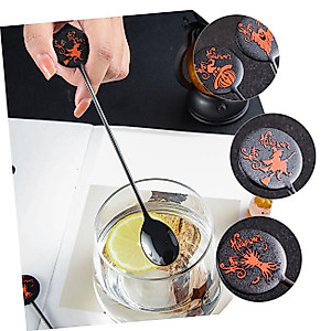 ABOOFAN 4pcs Halloween Spoon Stainless Steel Spoons Coffee Spoons Metal Spoon Metal Serving Spoons Dessert Scoop Pumpkin Ice Cream Spoons Portable Teaspoons Spoons Cutlery Juice Tablespoon