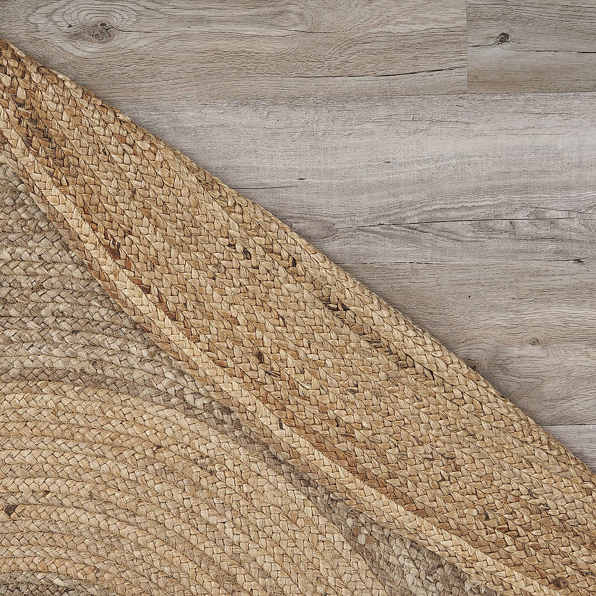 LR Resources Jute LR12032-NGY40RD Natural/Gray Round X 4 ft Indoor Area Rug, 4' x 4'