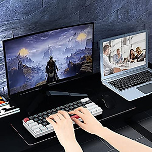 Ussixchare 60 Percent Mechanical Keyboard Mini Gaming Keyboard 60% with Red Switch Wired Type-C Cable Mini Keyboard with LED Backlight for Laptop/PC/Mac/PS5/PS4/Xbox Gamer(White-Black)