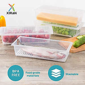 Xiran Refrigerator Boxes, Fridge Containers Boxes - Pack of 6 - Fridge Storage Set, Fridge Storage Basket for Fish, Meat, Vegetable, Fruits (1500ML Set of 6 Piece)