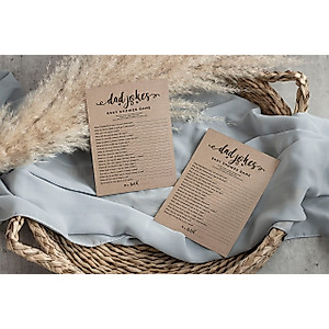 Your Main Event Prints 50 Pack Kraft Baby Shower Games, Fun Dad Joke Game, Great for Baby Shower, Baby Sprinkle, or any Party!