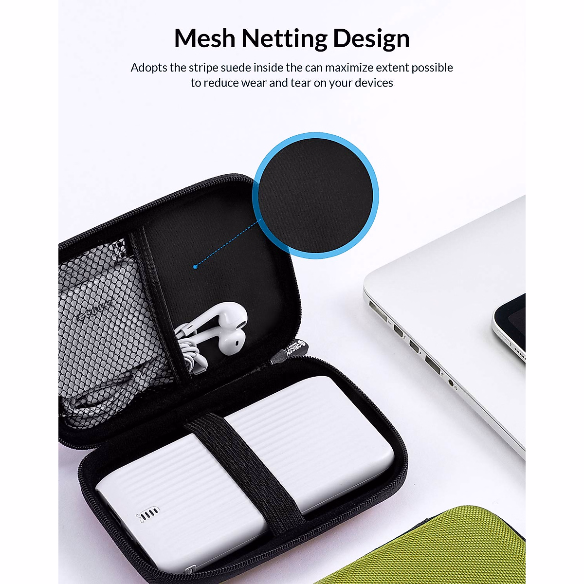 ORICO Hard Drive Case 2.5 inch External Drive Storage Carrying Bag Waterproof Shockproof with Inner Size 5.5x3.5x1.0inch for Organizing HDD and Electronic Accessories, Green(PHD-25)