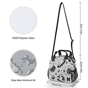 Goth Cat Galaxy Lunch Bag, Lunch Box Portable Insulated Lunch Tote Bag, Thermal Cooler Bag for Women Work Outdoor