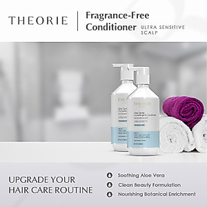 Theorie Pure Collection Hypoallergenic Conditioner-Plant & Vegan - Conditions, Soothe Itchy & Allergy Prone Skin - Fragrance-Free - Ultra Sensitive Scalp, Pump Bottle - 400mL - Pack of 1