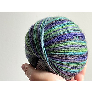 Blue, Purple, Green, Grey Self-Striping Leonardo Color Yarn - DK Weight Merino Wool and Cotton Blend Yarn 50 Grams (1.75 Ounces) 190 Meters (207 Yards)