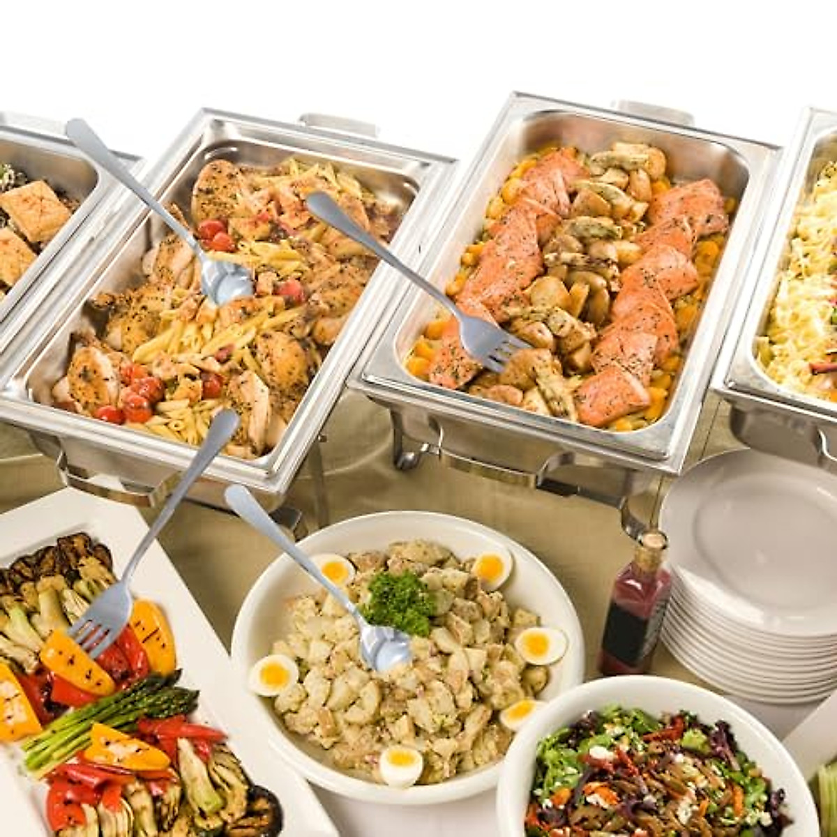 Cornucopia Serving Spoons & Large Serving Forks Set (4 pack, 2 of each); Buffet & Banquet Style Elegant Classic Serving Utensils