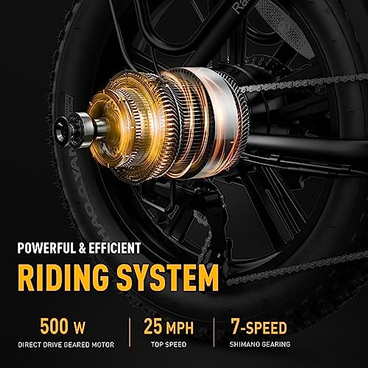 Heybike Ranger Electric Bike for Adults Foldable 20'' x 4.0 Fat Tire Step-Thru Bicycle with 500W Motor, 48V 15AH Removable Battery and Dual Shock Absorber Black