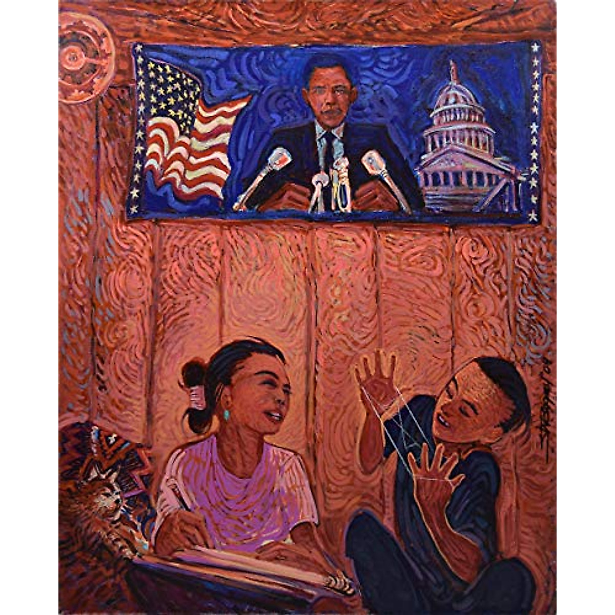 From the Cat's Cradle Hogan Stories by Shonto Begay, Original Acrylic on Canvas, 24" x 20"