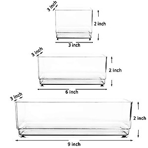 Youngever Clear Plastic Vanity and Desk Drawer Organizers, Stackable, Makeup Organizers, Storage Tray for Makeup, Kitchen Utensils, Jewelries (9 Pieces)