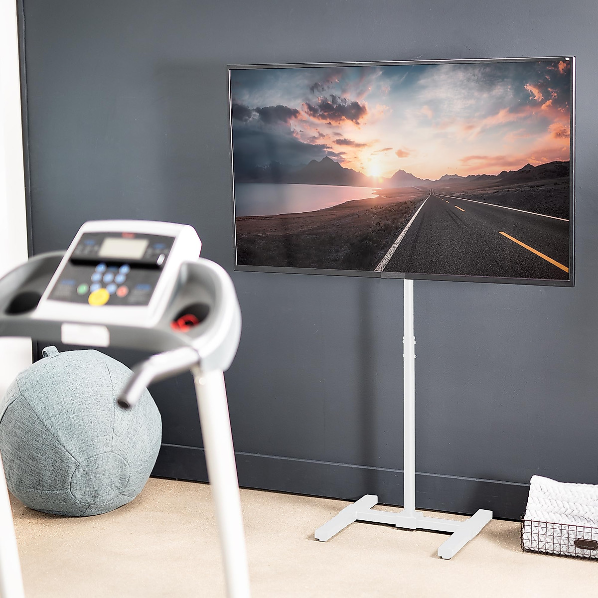 VIVO Height Adjustable TV Floor Stand for 13 to 50 inch Screens up to 44 lbs, LCD LED OLED 4K Smart Flat and Curved Monitor Panels, Max VESA 200x200, White, STAND-TV07-W