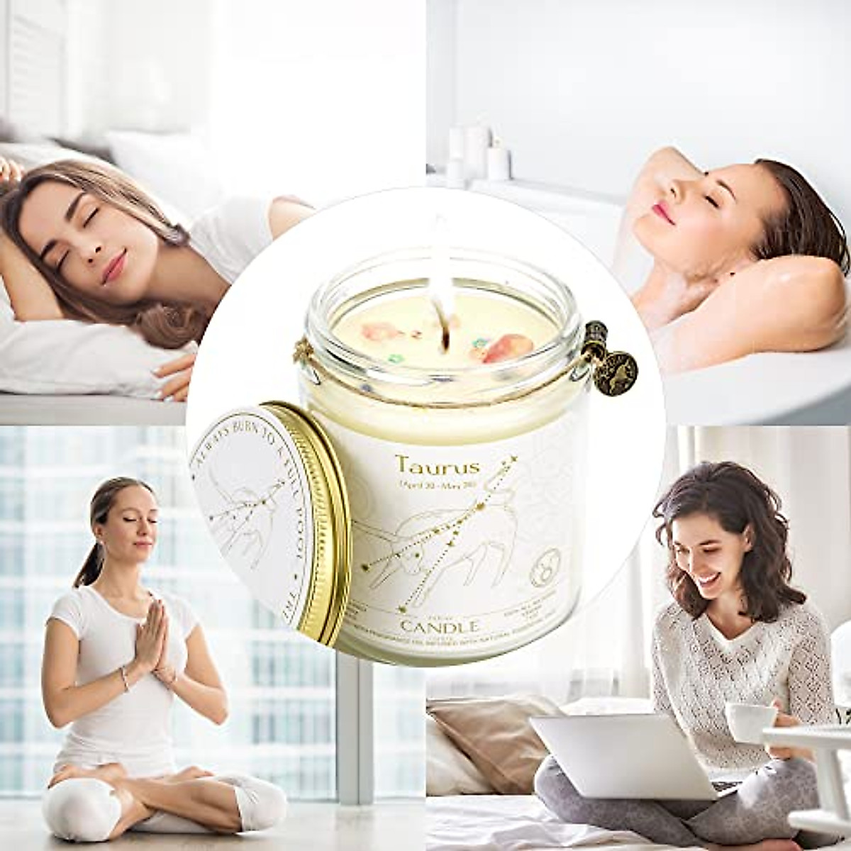 YTENTE Candle, Soy Wax, Scented, Zodiac - Taurus, Birthday Gift for Women