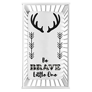 Sweet Jojo Designs Woodland Buffalo Plaid Boy Fitted Crib Sheet Baby or Toddler Bed Nursery Photo Op - Black and White Rustic Country Deer Lumberjack Arrow