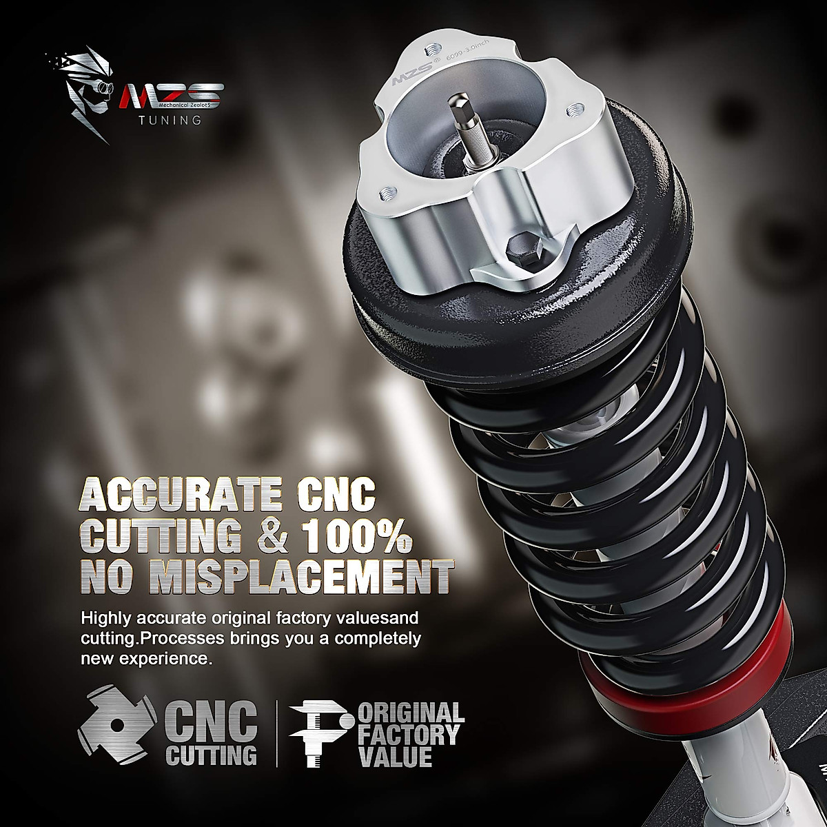 MZS Front Leveling Kit 3" Lift Suspension Strut Spacers Compatible with Tundra 1999-2006 | Sequoia 2000-2007 2WD 4WD Silver