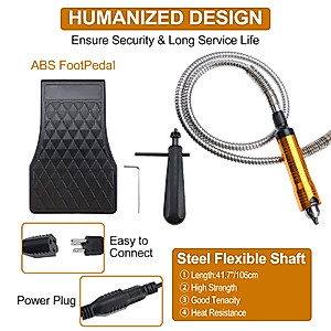 YaeTek Flex Shaft Hanging Grinder 1000W Strong Power Rotary Tool 30000 RPM Electric Multi-function Metalworking Tool with Foot Pedal Control Carving Buffing Tools