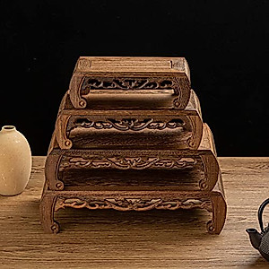 THY COLLECTIBLES Beautiful Hand Craft Rosewood Oriental Vase Flower Stand - 1 Stand (X-Large: L12.6in x W6.5in x H3in)