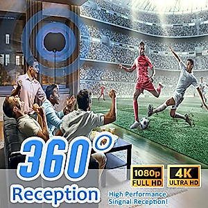 TV Antenna, Amplified HD Digital Indoor HDTV Antenna Long 380+ Miles Range 360° Reception Antenna Amplifier Signal Booster Support 4K 1080p Fire tv Stick and All Old TVs-18ft Coax Cable - Black