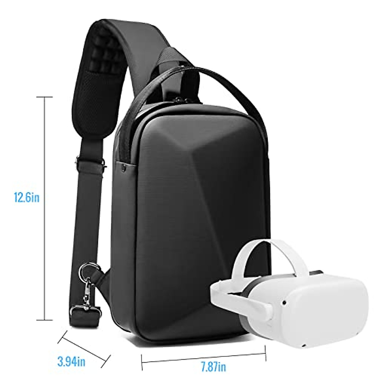 Carrying Case for Oculus Quest 2, Hard Travel Case for Meta/Oculus Quest 2 VR Headset and Controllers Accessories, Crossbody Shoulder Chest Backpack Fit for Elite Strap and Oculus Quest 2 Accessories