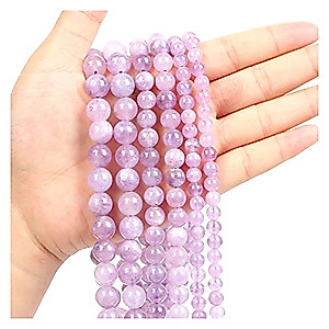 NHBT YU 6/8/10mm Natural Stone Lavender Round Beads Loose Spacer Bead for Jewelry Making DIY Accessories T725 (Color : H8708, Item Diameter : 6mm)