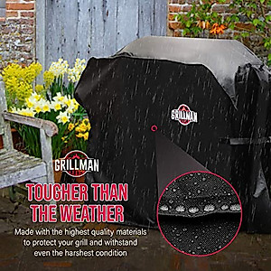 Grillman Premium Grill Caddy & Grillman Premium BBQ Grill Cover. Rip-Proof & Waterproof (58" L x 24" W x 48" H, Black)