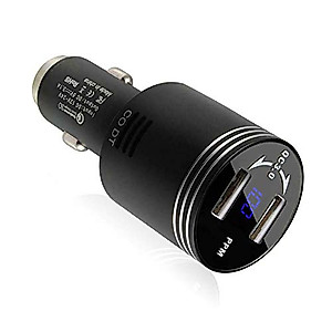 FASOHERE Car Carbon Monoxide Detector, Dual USB Car Adapter LED Display, Fast Car Charger, Quick Charge 3.0 Adapter, Car CO Alarm Detector