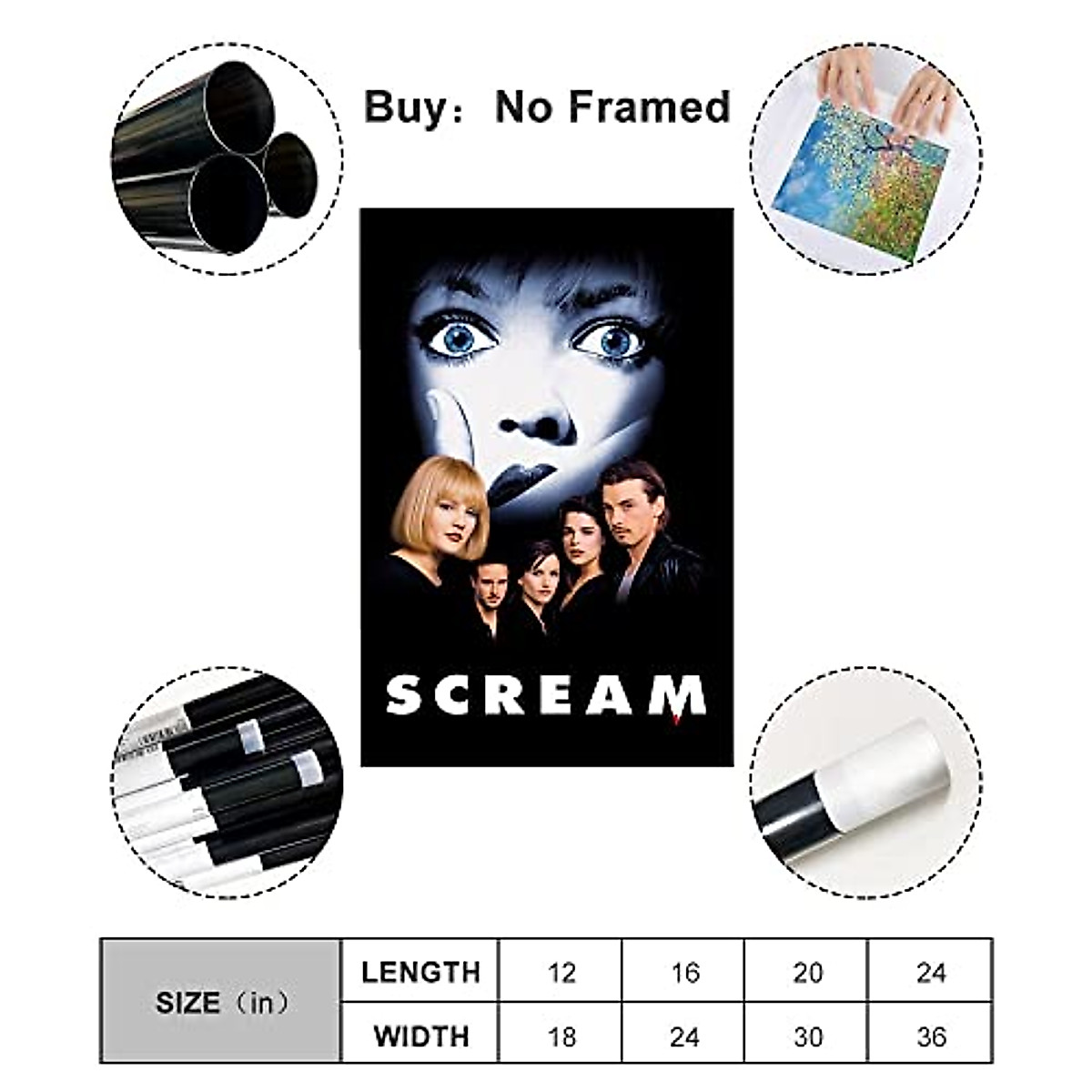 Movie poster scream Poster Decorative Painting Canvas Wall Art Living Room Posters Bedroom Painting 16x24inch(40x60cm)
