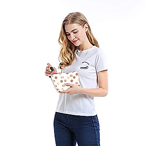 Jom Tokoy Makeup Bag for Women Cosmetic Bag Small Makeup Bags Waterproof Travel Case Toiletry Bag Accessories Organizer Cute Gifts (Pink polka dots)