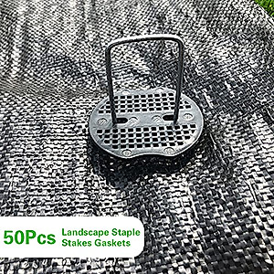 Bakulyor 50pcs Garden Staples Plastic Buffer Washer, Landscape Staple Stakes Gaskets, Yard Pins Gasket for Weed Barrier Fabric, They Keep The Barrier from Ripping & Create a Sturdier Hold - Black