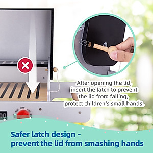 OOOK Wooden Play Barbecue Toy Grill, Kids Grill Playset with Play Food and Grilling Tools, Play Kitchen Accessories for Toddlers Boys Girls Age 3+