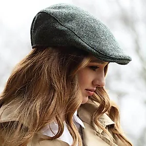 Authentic Irish Tweed Green Fleck Donegal Touring Cap, Made in Ireland, Large