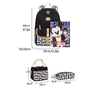 Kids School Bag for Girls Backpacks with Lunch Bag Causal Canvas Bookbag for Teen
