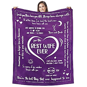 Gifts For Wife, Anniversary, Valentine's Day, Christmas, Thanksgiving, Birthday Gifts for Her, I Love You Gifts For Her, Wife Gifts from Husband, Present for Wife - Throw Blanket for Women 60x80