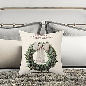 Scceatti Christmas Pillow Covers Set of 4 18x18 in Liene Winter Cushion Cover with Zipper Print Bohemian Toss Xmas Fashion Pillow Cases Protector for Couch Sofa Bed Living Room Decorations Gifts