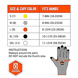 Ergodyne Nitrile Coated Work Gloves, Cut Resistant Level A3, Grip For Wet or Dry Enviroments, Ergodyne ProFlex 7031,Gray,Medium