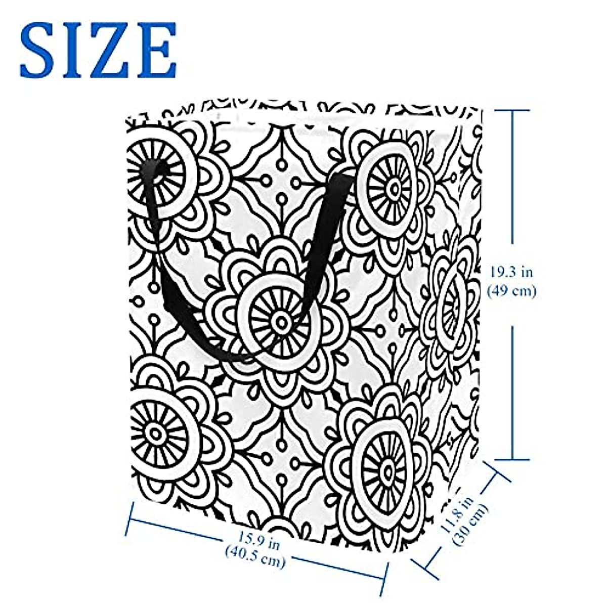 Geometric Black And White Laundry Basket Large Cloth Organizer Bag Basket Foldable Laundry Hamper with Handles