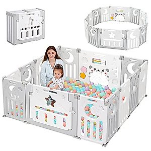 Baby Playpen, Dripex Foldable Playpen for Babies and Toddlers, Baby Fence Play Area, Custom Shape, Easy Assemble and Storage, Play Yard for Babies Safety, Indoor Outdoor Baby Play Pen