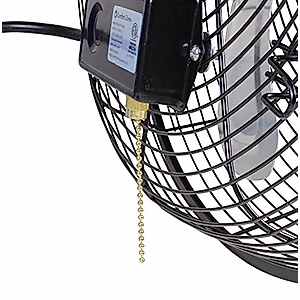 Comfort Zone CZHVW18 18” High-Velocity 3-Speed Industrial Wall Mount Fan, 360-Degree Angle Adjustment, All-Metal Construction, and Steel Mounting Bracket, Black