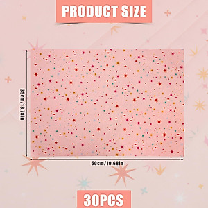 30 Sheets Star Tissue Paper, 19.68x13.78in Pink Wrapping Tissue Paper Colorful Star Pattern Decorative Gift Wrapping Paper Sheets for Christmas Wedding Birthday Party Crafts Packing