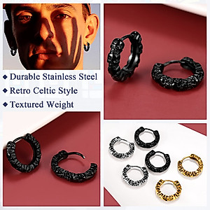 Black Skull Hoops Mens Huggie Circle Hoop Earrings for Man Gothic Punk Jewelry for Rapper Reggae Statement Ear Charms